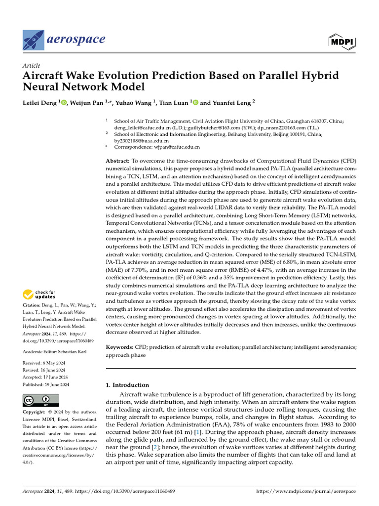 Aircraft Wake Evolution Prediction Based On Parallel Hybrid Neural Network Model | PDF ...