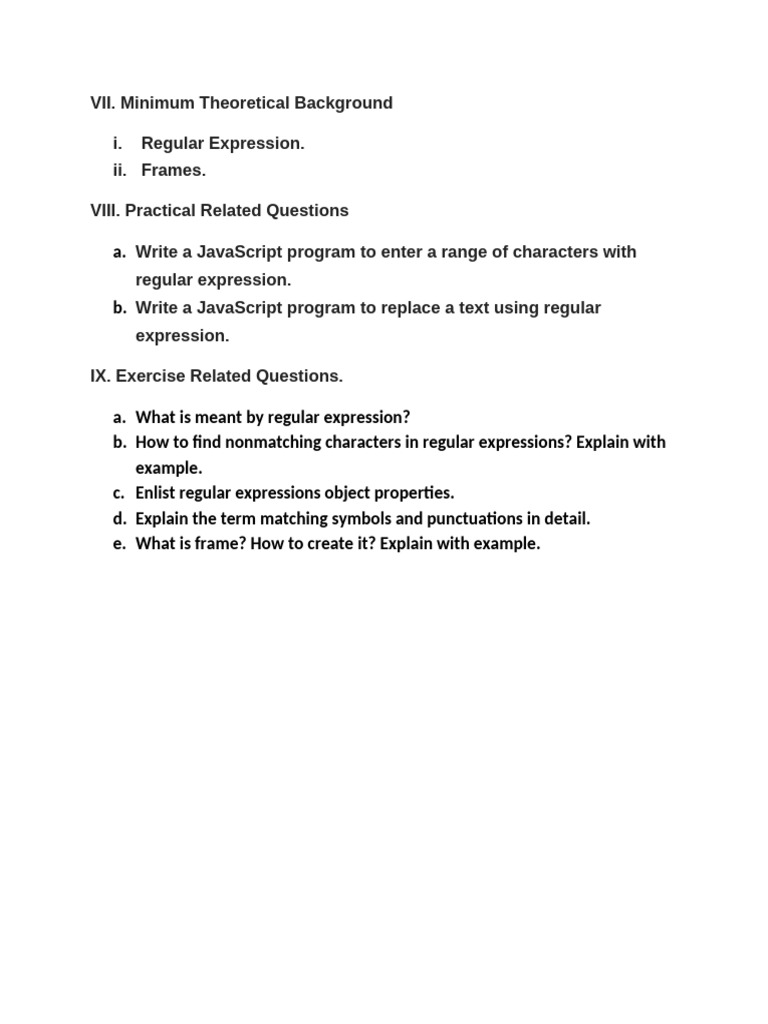 Regular Expressions Frames Guide Pdf