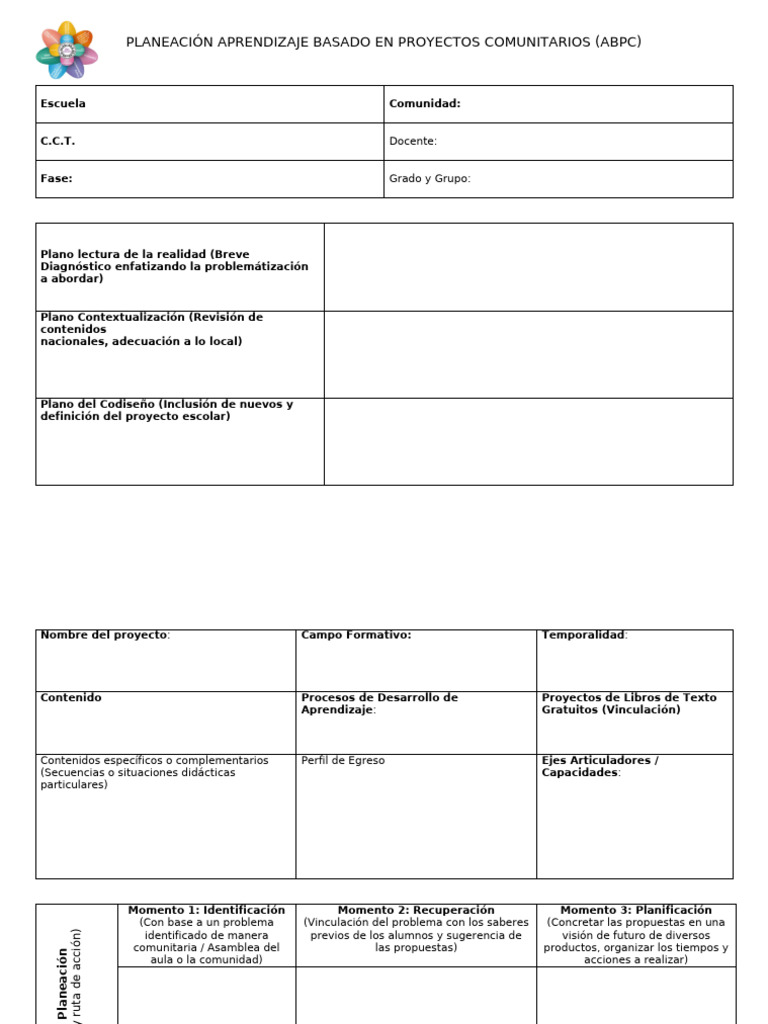 Planeación Aprendizaje basado en proyectos comunitarios | PDF | Evaluación | Planificación