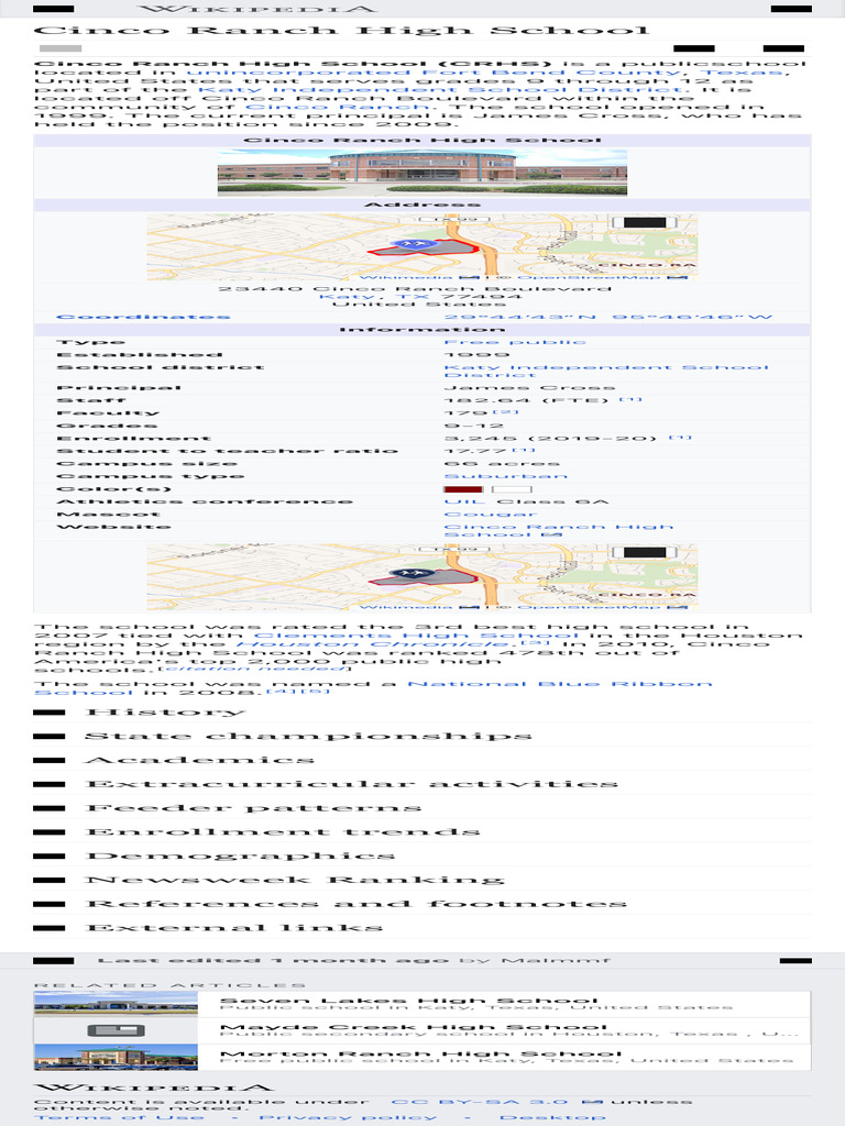 Cinco Ranch High School Overview | PDF