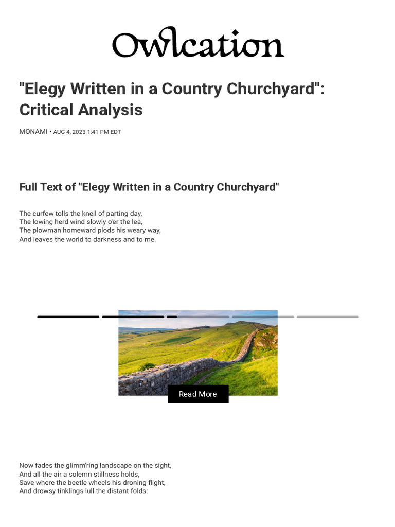 Elegy Written in A Country Churchyard - Critical Analysis - Owlcation ...