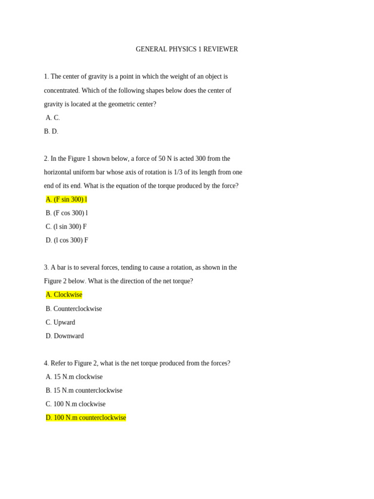 General Physics 1 Reviewer | PDF | Orbit | Force