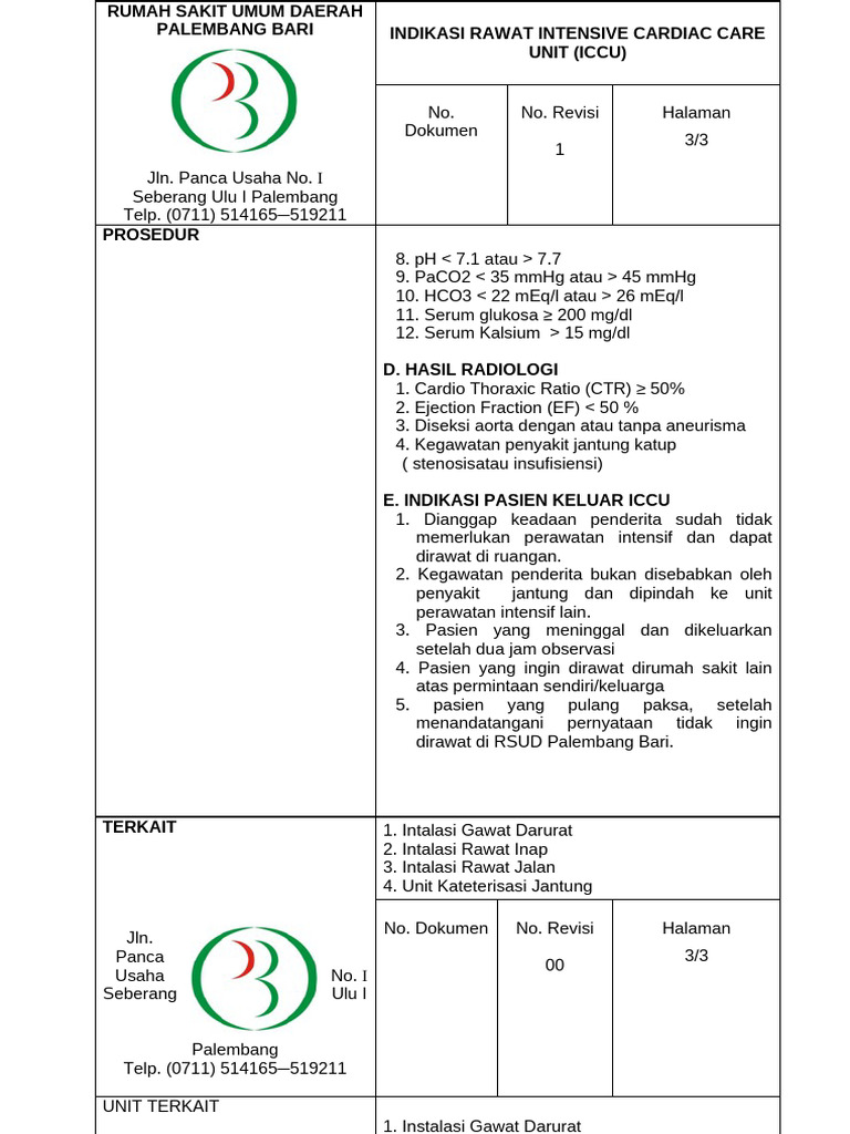 Spo Indikasi Rawat Iccu | PDF