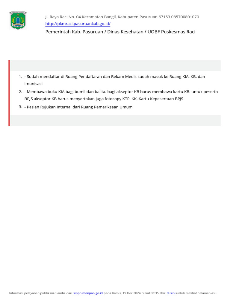 Unduh Standar Pelayanan - Ruang KIA, KB, Dan Imunisasi | PDF