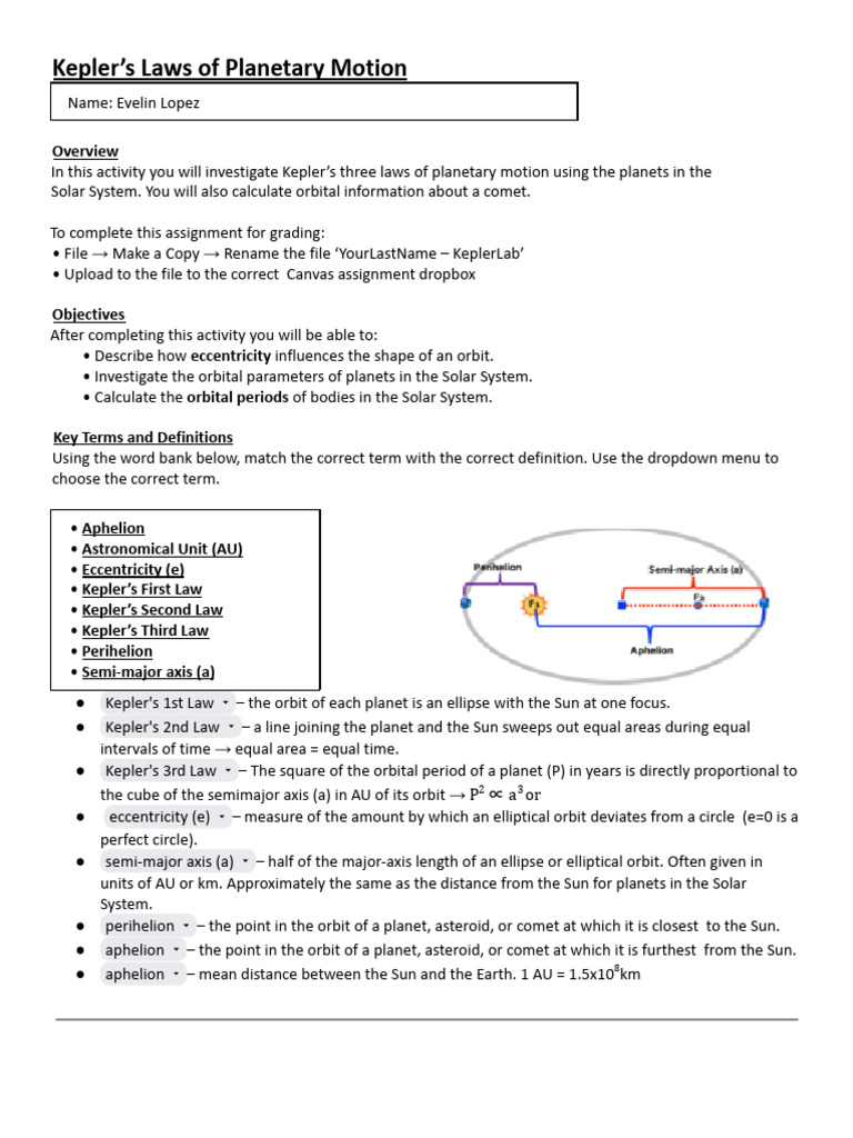 Kepler's Laws and Orbital Calculations | PDF | Apsis | Orbit