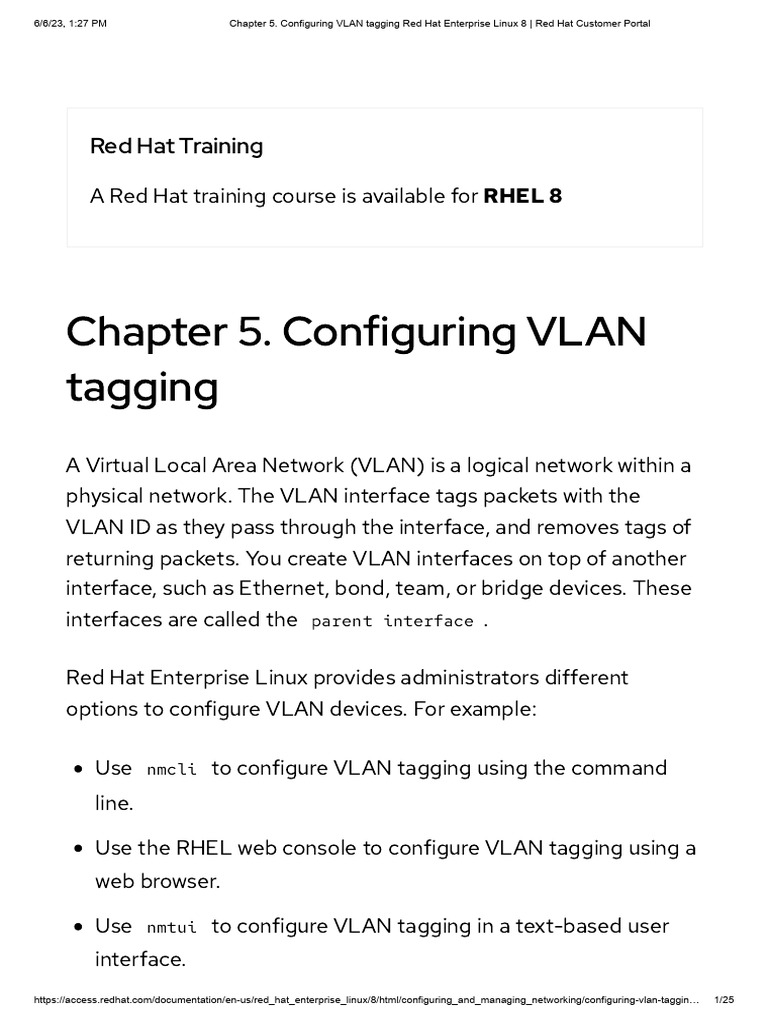 Chapter 5. Configuring VLAN Tagging Red Hat Enterprise Linux 8 - Red Hat Customer Portal | PDF ...