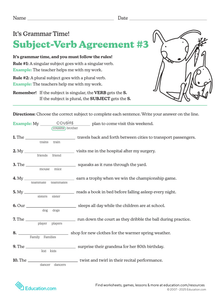 Its Grammar Time Subject Verb Agreement 3 | PDF
