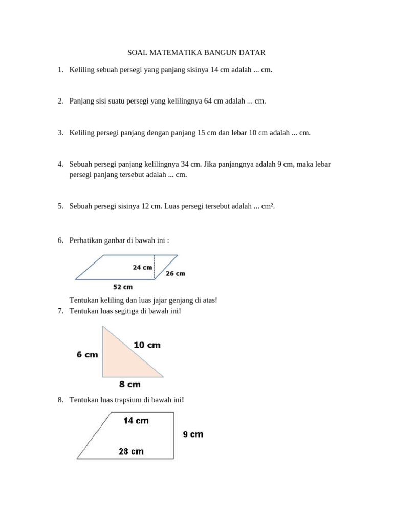 Soal Matematika Bangun Datar | PDF