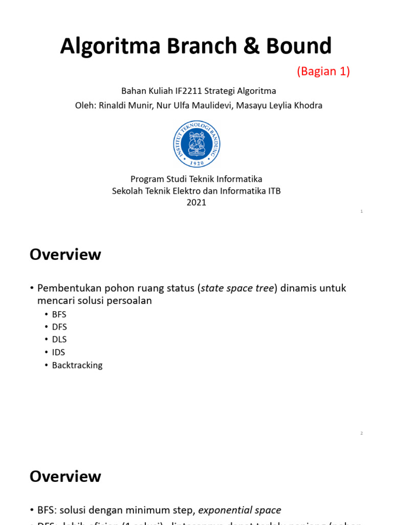 Algoritma Branch and Bound 2021 Bagian1 | PDF