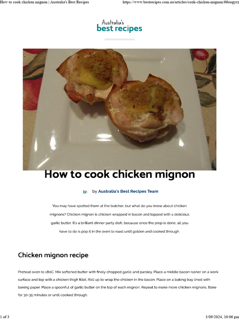 How To Cook Chicken Mignon | PDF