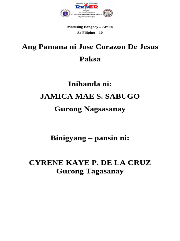 Ang Pamana (Jose Corazon de Jesus) | PDF
