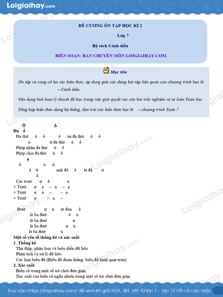 De Cuong on Tap Hk2 Toan 7 Canh Dieu Co Dap an 1712733602 | PDF