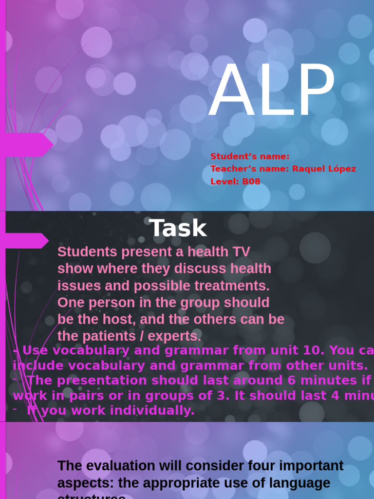 Health TV Show Presentation Task | PDF