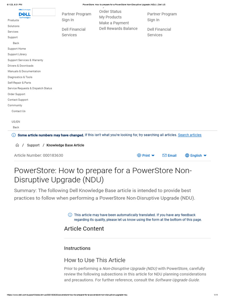PowerStore - How To Prepare For A PowerStore Non-Disruptive Upgrade (NDU) - Dell US | PDF ...