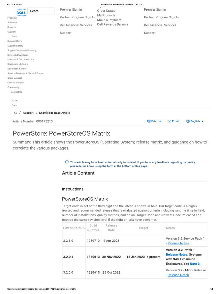PowerStore_ PowerStoreOS Matrix _ Dell US | PDF | Software | Computing
