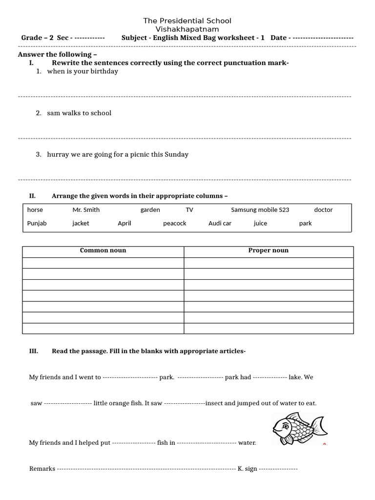 GR 2 English Grammmar Worksheet PT 1 | PDF | Linguistics | Grammar