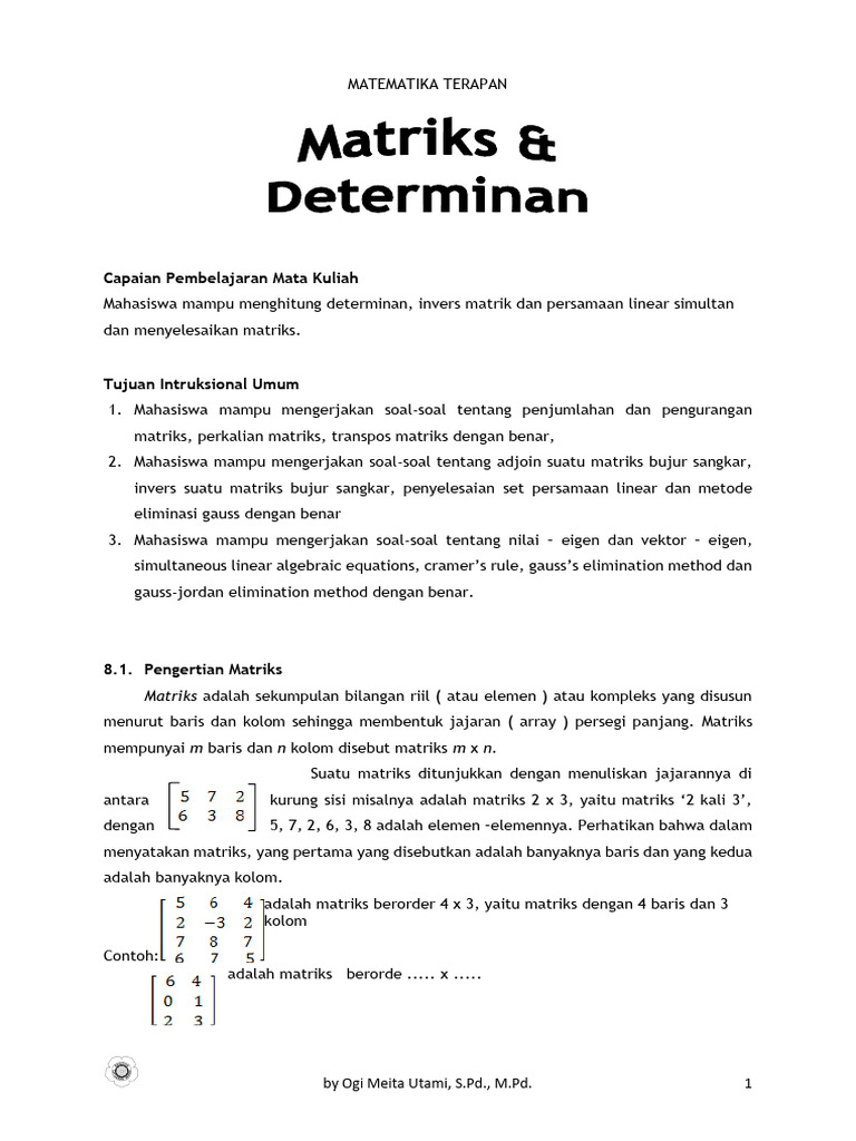10 - Matriks Dan Determinan | PDF