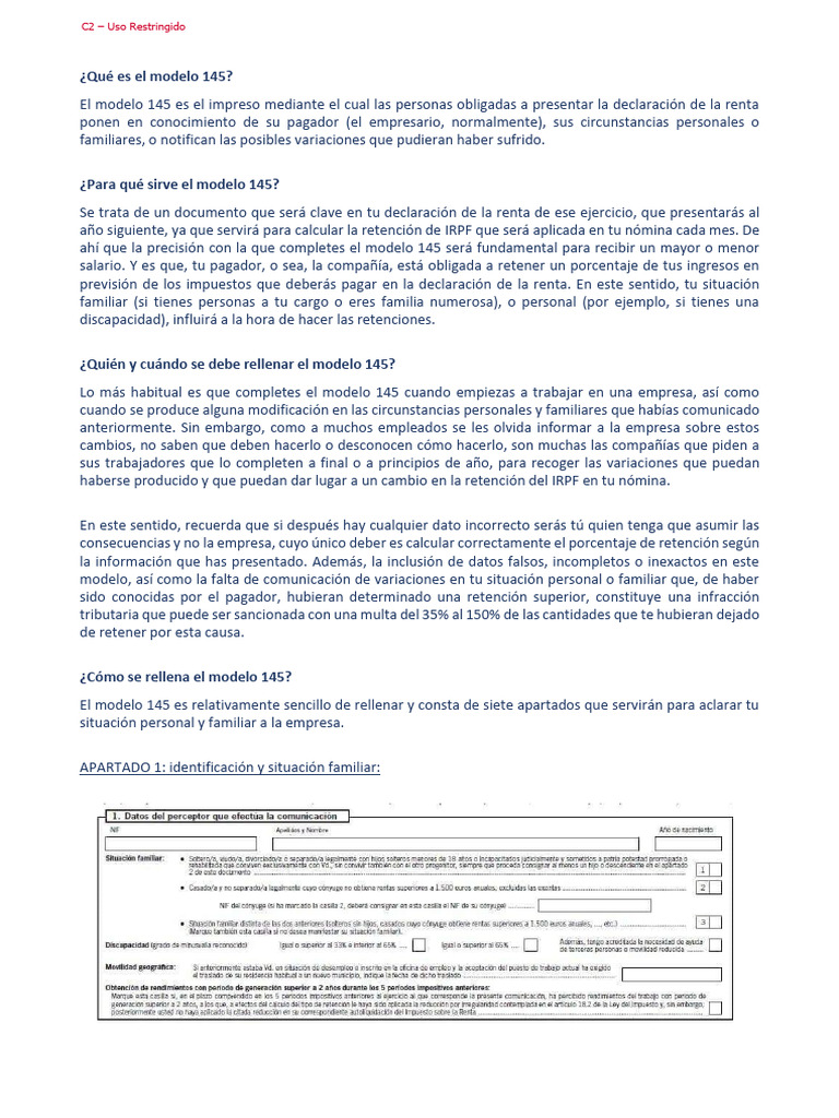 Guia Modelo 145 | PDF