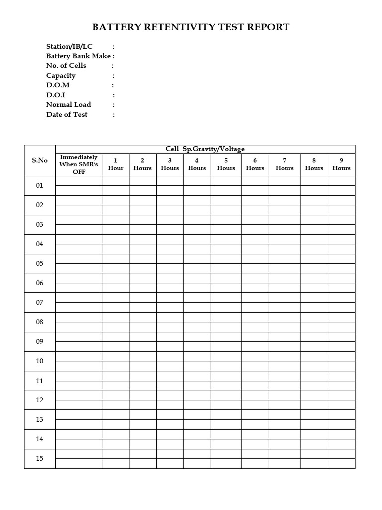 Battery Retentivity Test Report | PDF