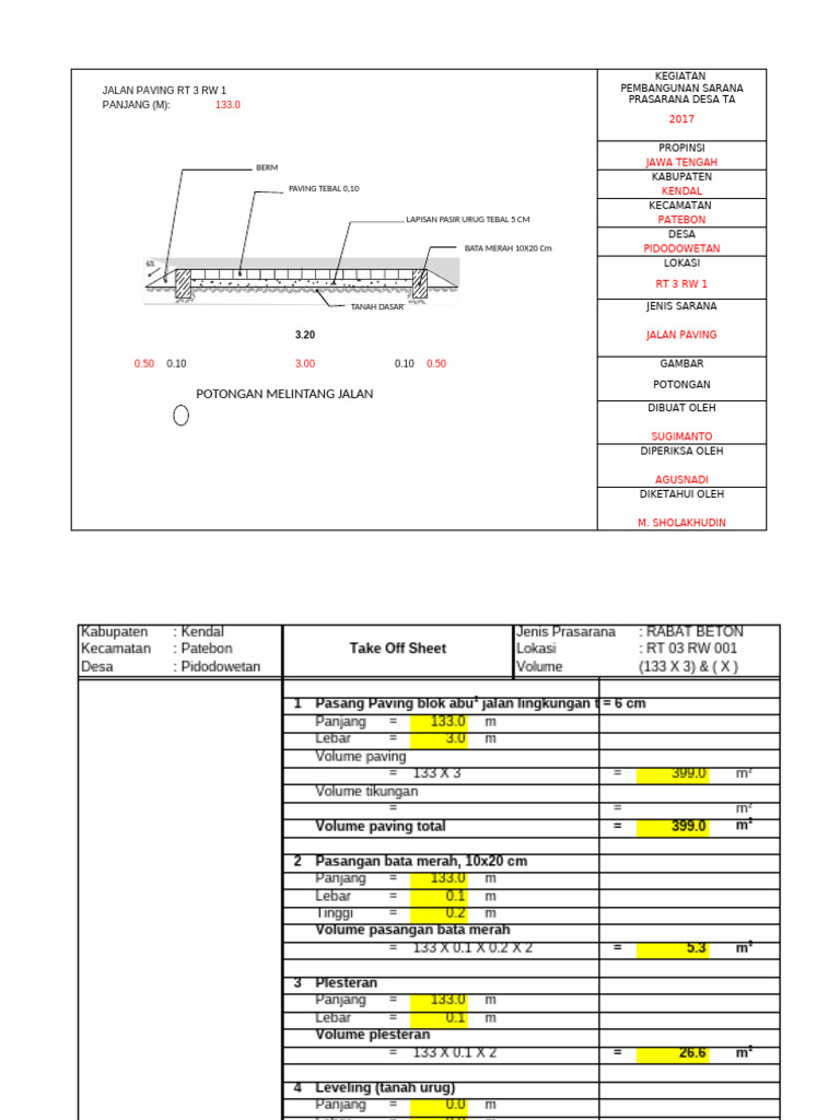 GAMBAR+RAB JALAN PAVING | PDF