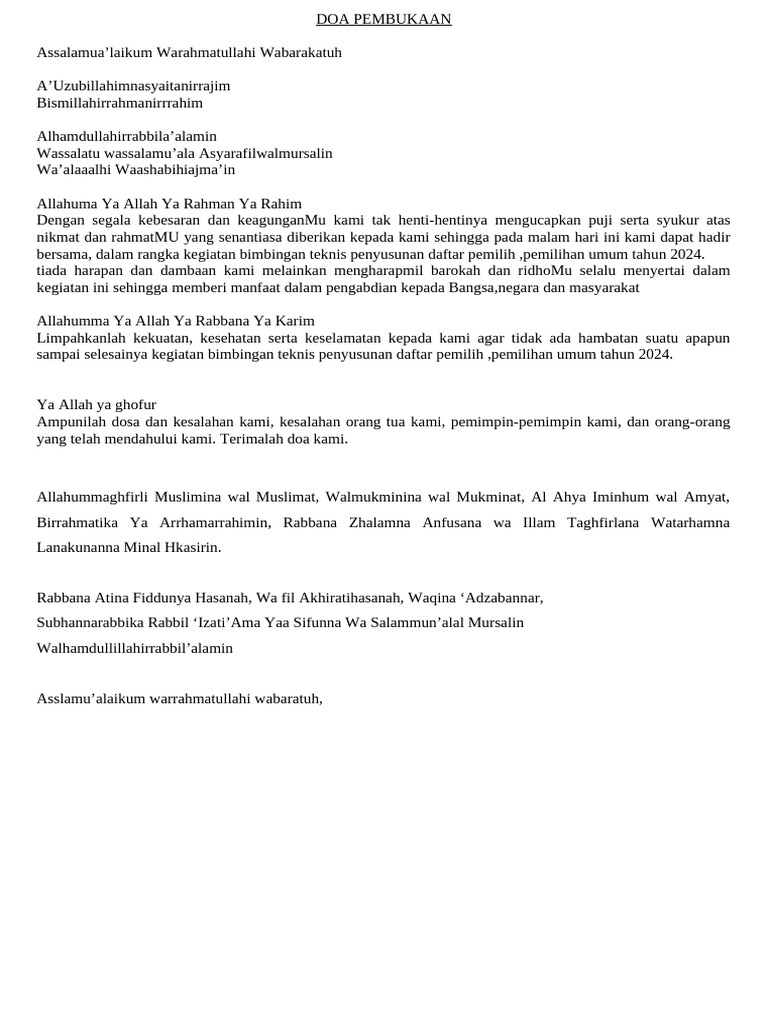 Doa Pembukaan | PDF