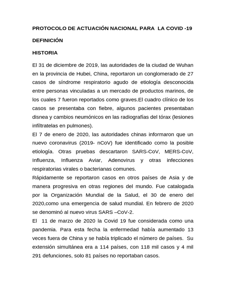 PROTOCOLO DE ACTUACIÓN NACIONAL FRENTE A LA COVID 25 de Marzo - PAMI VERSION FINAL | PDF | El ...