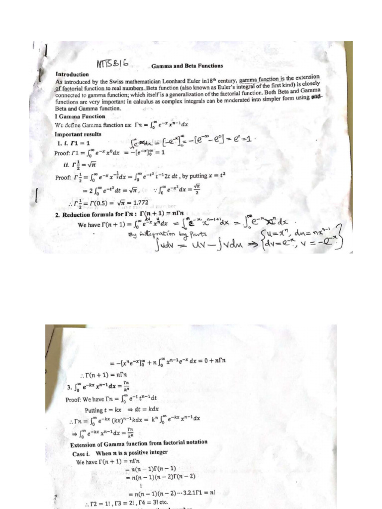MTS 316 GAMMA AND BETA FUNCTION _compressed | PDF
