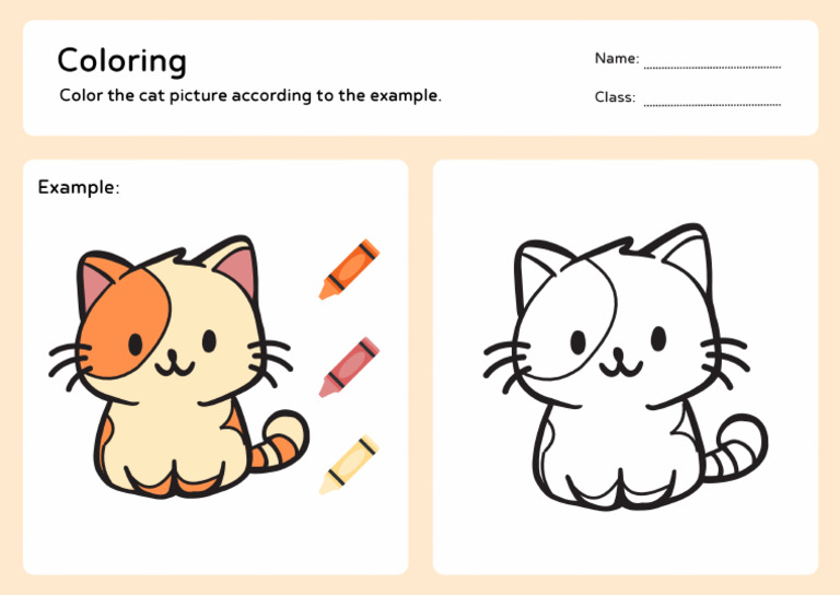 Cat Coloring Worksheet Cream Cute | PDF