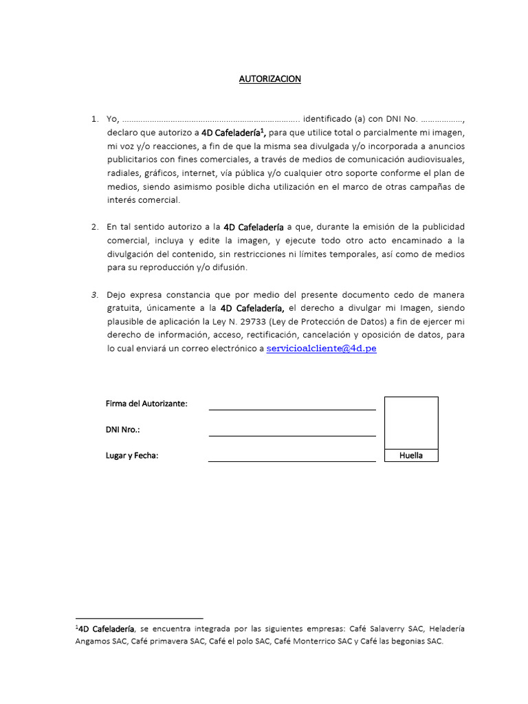 Autorización de Imagen | PDF