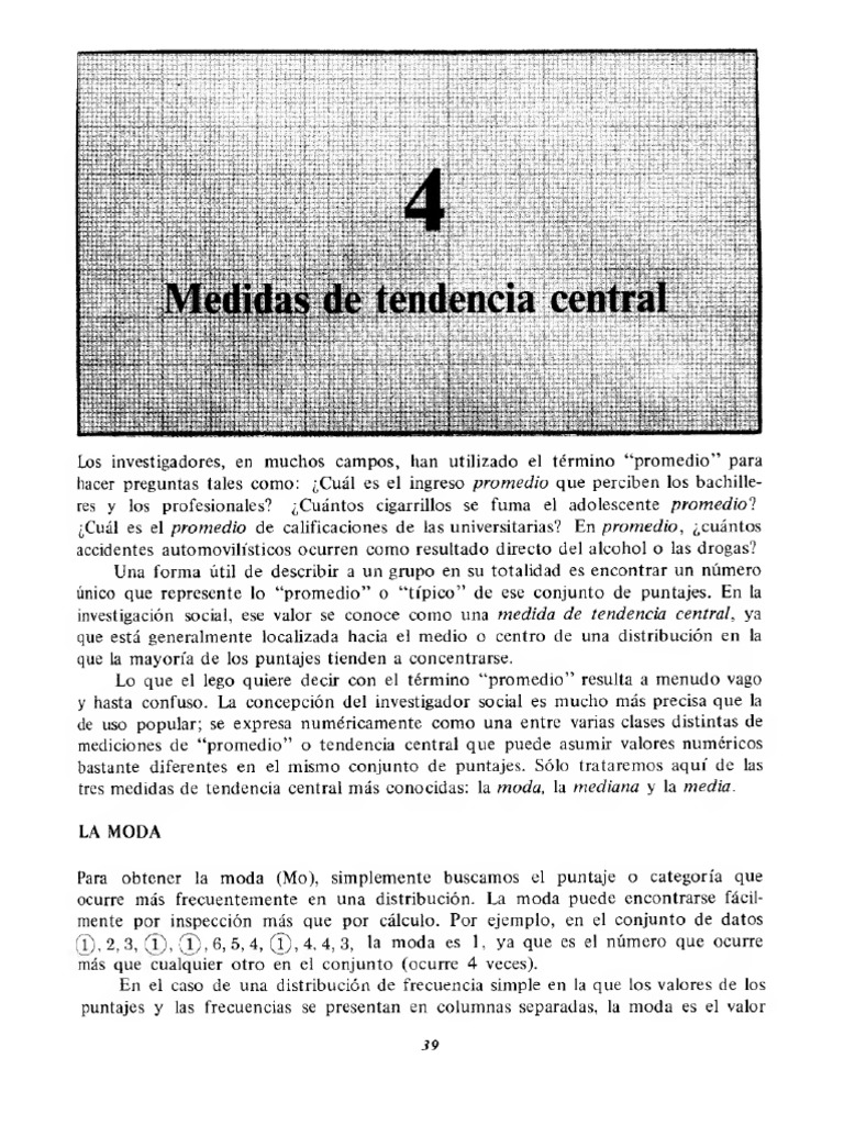 Fundamentos de Estadística en la investigación social. Capitulo 4. Medidas de tendencia central ...