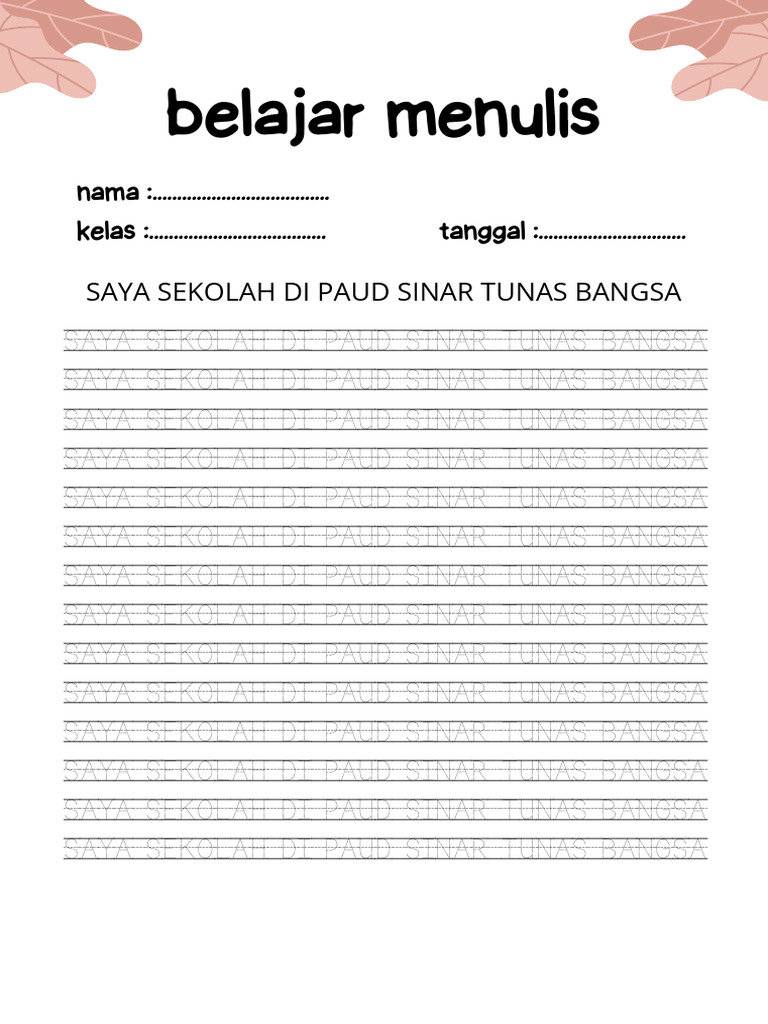 LKPD Menulis untuk Anak PAUD | PDF