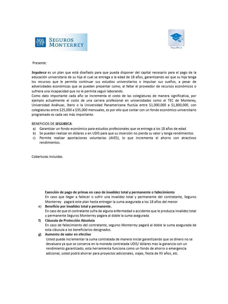 Explicacion Segubeca Subir G | PDF | Seguro | Economias