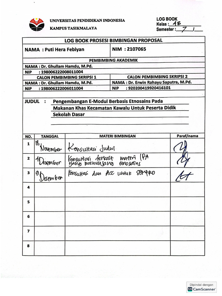 LogBook - Puti Hera Febiyan | PDF