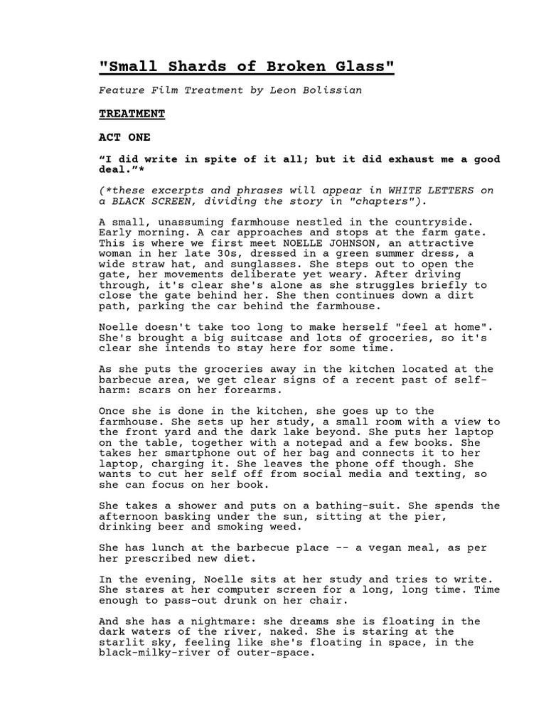 SMALL SHARDS OF BROKEN GLASS - Treatment - First Draft | PDF