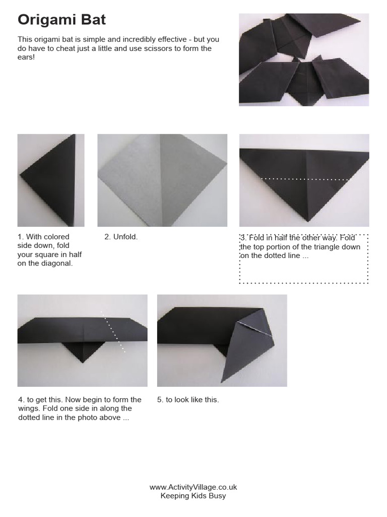 Origami Bat Instructions | PDF
