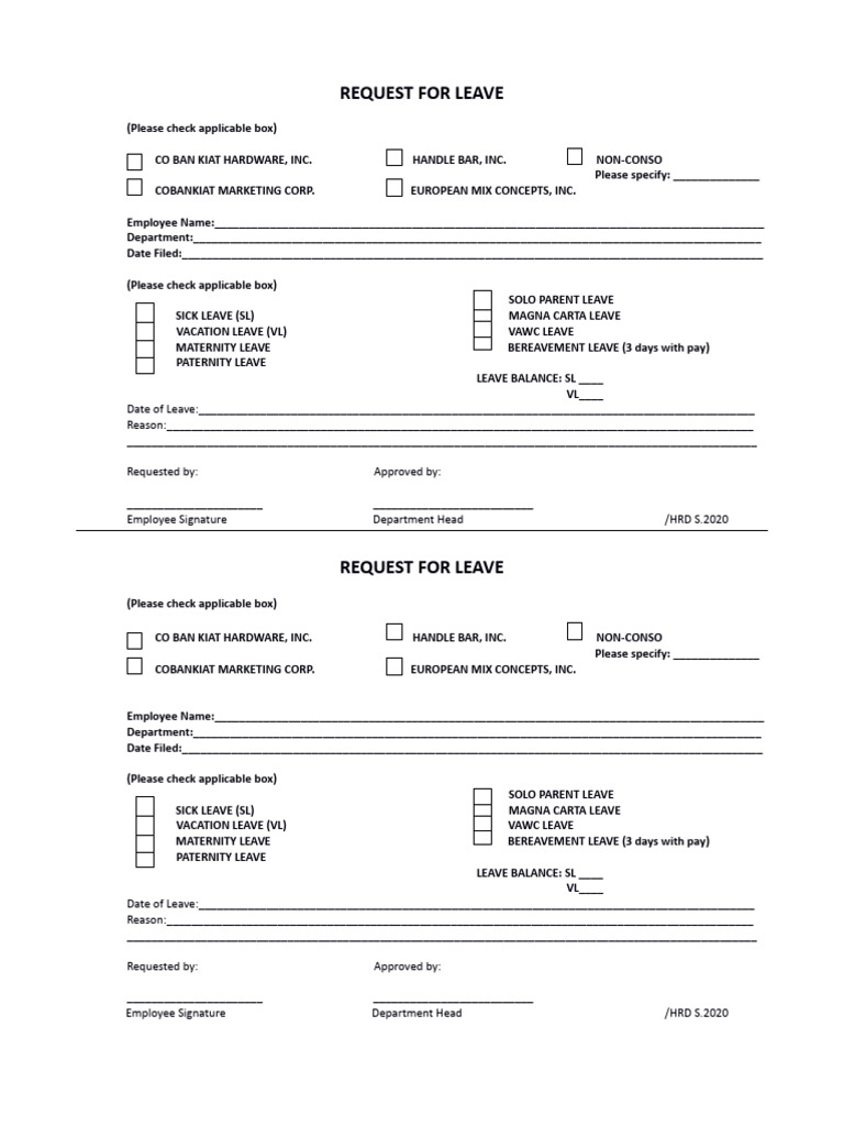MANUAL-LEAVE-FORM (1) | PDF | Parental Leave | Working Conditions