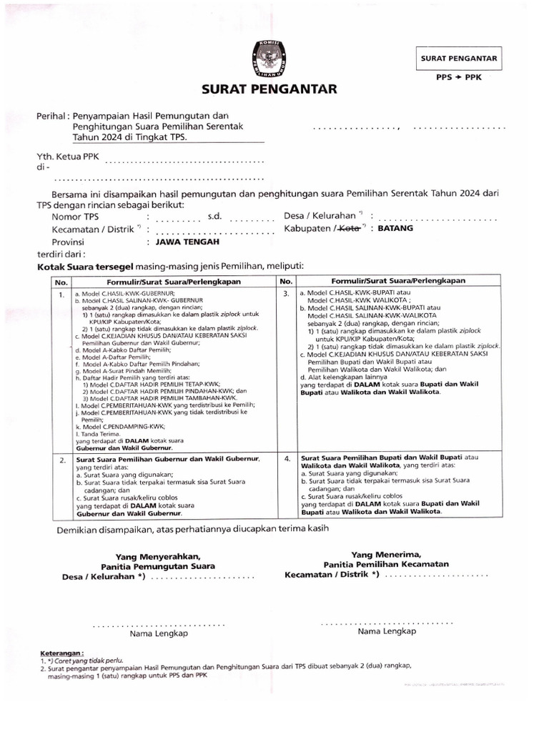 Surat Pengantar PPS Ke PPK | PDF