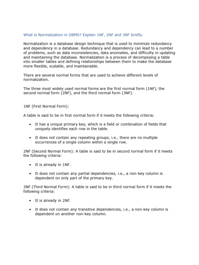 What Is Normalization in DBMS | PDF