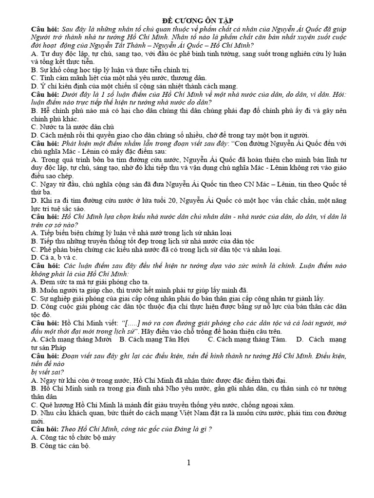 ÔN TẬP TRAC NGHIEM TTHCM AT 2019 1 | PDF