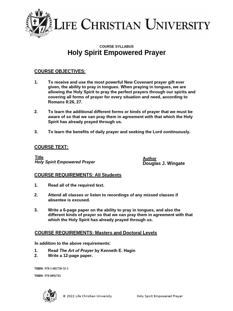 Holy Spirit Empowered Prayer English Outline | PDF | Jesus | Prayer