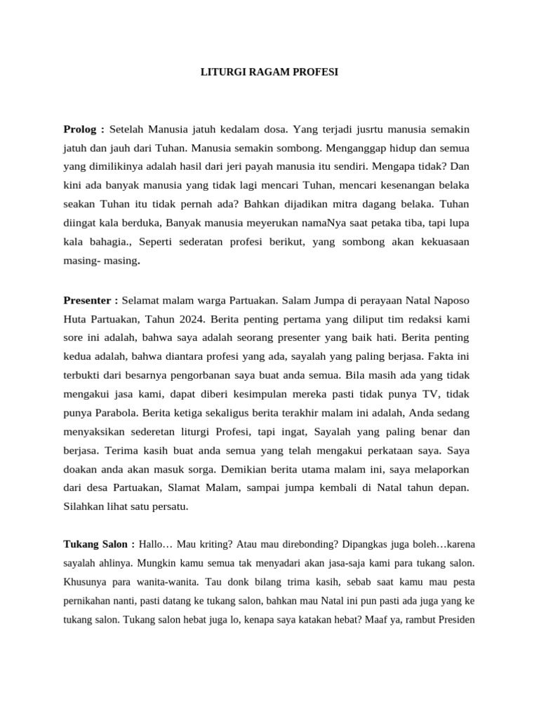 Liturgi Ragam Profesi | PDF