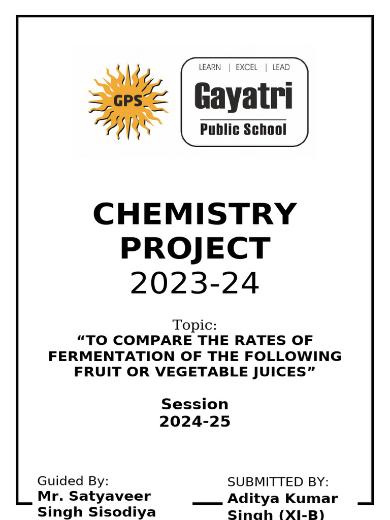 Chemistry PROJECT FILE | PDF | Fermentation | Yeast