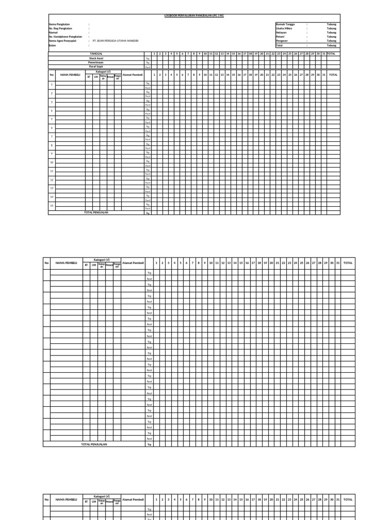 Logbook Distribusi LPG 3 Kg | PDF