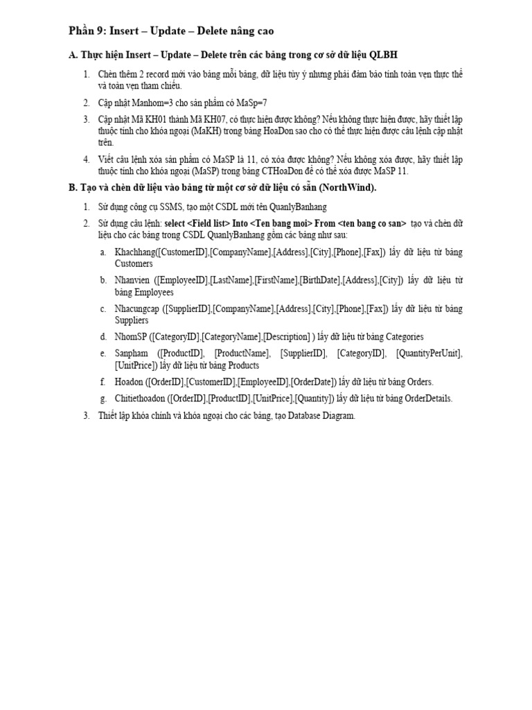 10 DB Chuong5 BaiTap CUDNangCao | PDF