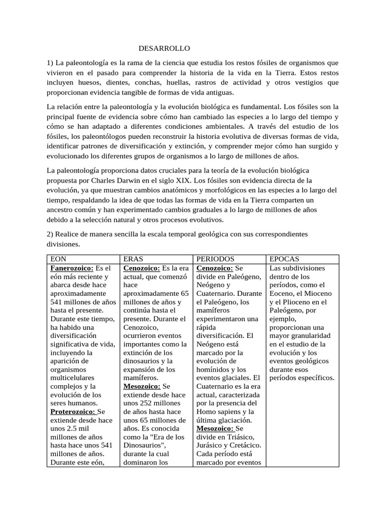 TP 2 de Evolucion | PDF | Escala de tiempo geológico | Fósil