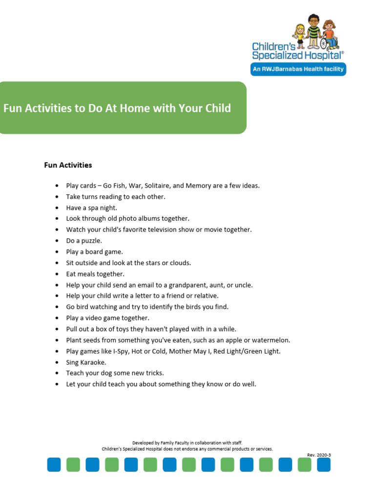 Fun Activities To Do at Home With Your Child | PDF