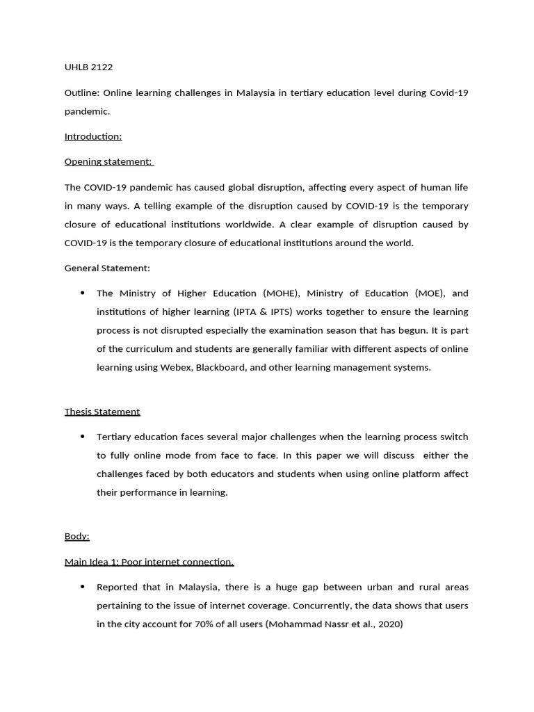 Outline-Online Learning | PDF | Educational Technology | Learning