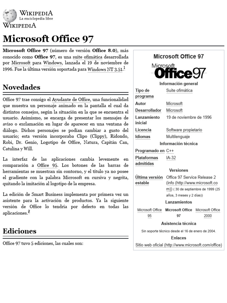 Microsoft Office 97 - Wikipedia, La Enciclopedia Libre | PDF ...
