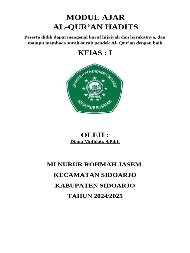Modul Ajar Qurdis Kelas 1 Mi | PDF