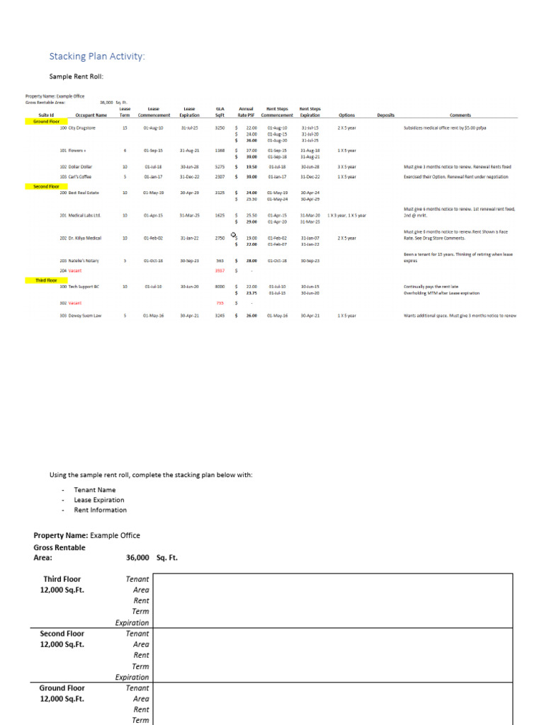 Office Rent Roll Stacking Plan | PDF
